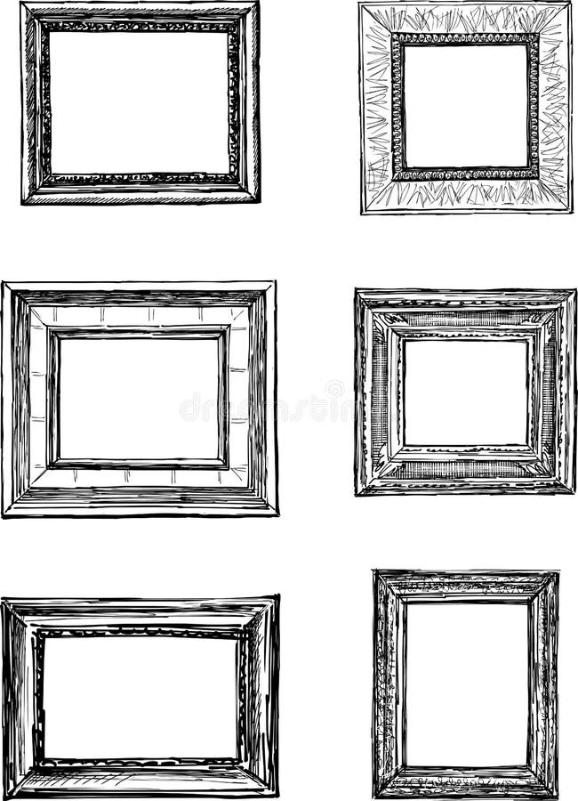 Vector Sketches of Various Wooden Decorative Frames for Pictures Stock ...