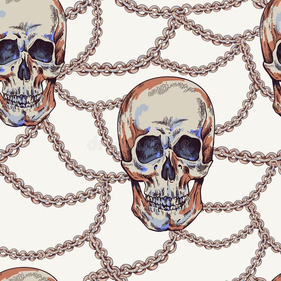 Vector Skull with Chains Seamless Pattern. Day of the Dead Stock ...