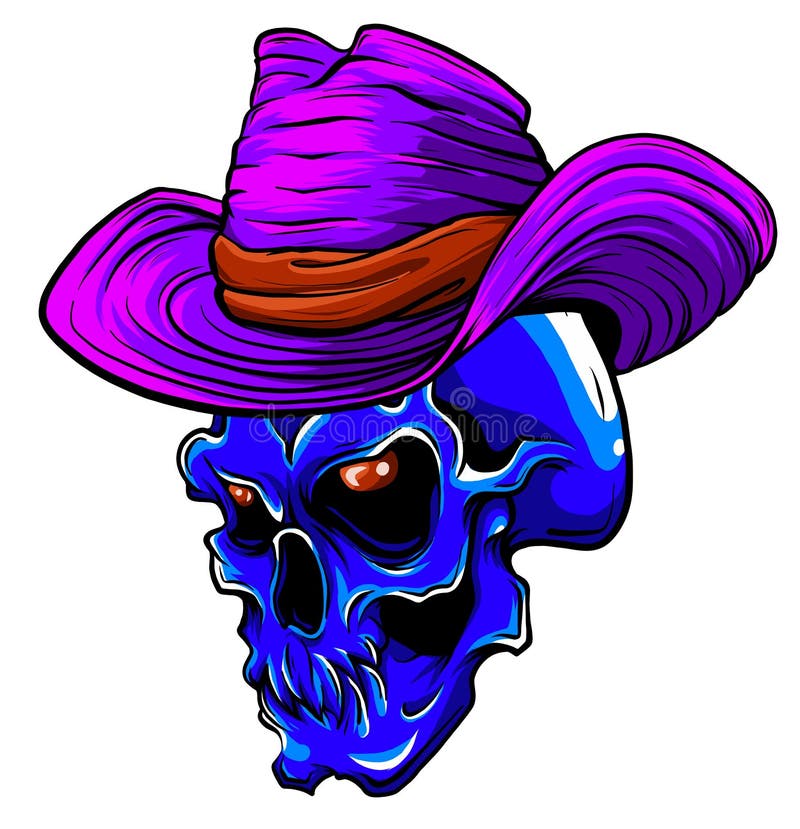 Vector Skull Pimp with Hat Illustration on White Background Stock ...