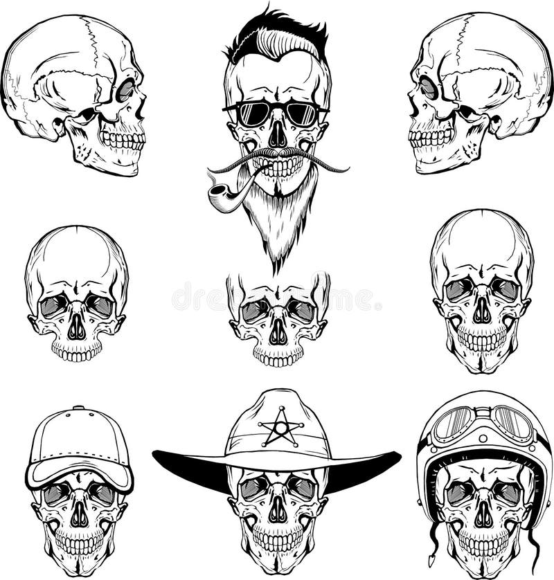 Vector Skull, Monogram, Graphic Illustration, Side and Front View, Clip ...
