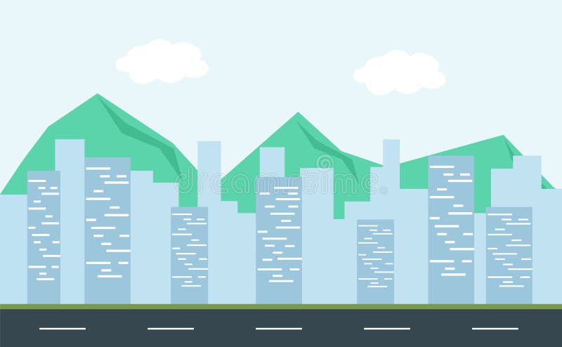 Vector Sky,Mountain,city and Road Stock Vector - Illustration of cars ...