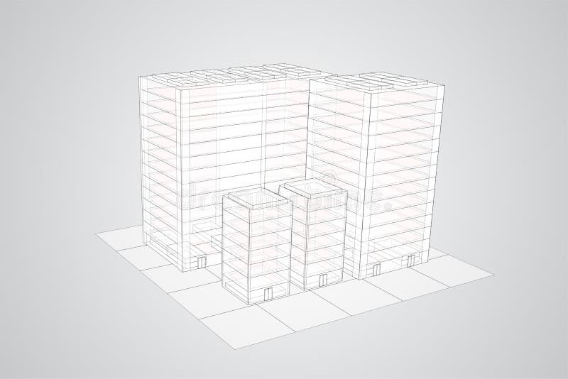 Vector Skyscraper. Group of Buildings on a Colored Background Stock ...