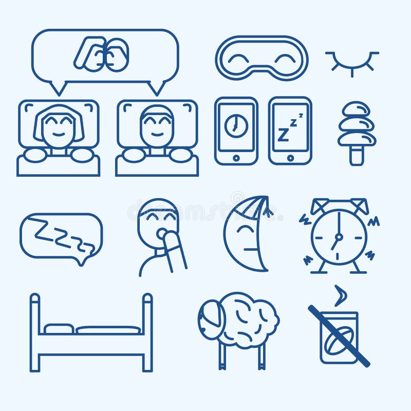 Vector Sleep Concept Icons Set Stock Illustration - Illustration of ...