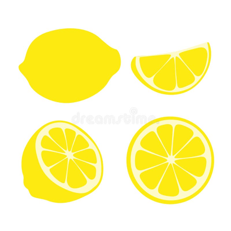 Vector Slice Illustration Lemon Isolated on White Background. Stock ...