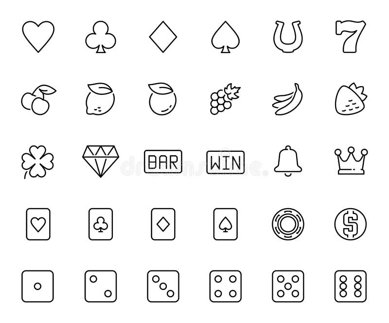 Slot Machine Symbols and Casino Related Icons Stock Vector ...