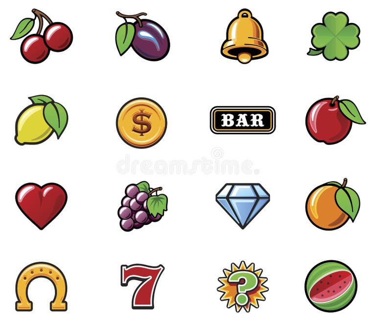 Vector Slot Machine Symbols Set Stock Vector - Illustration of lemon ...