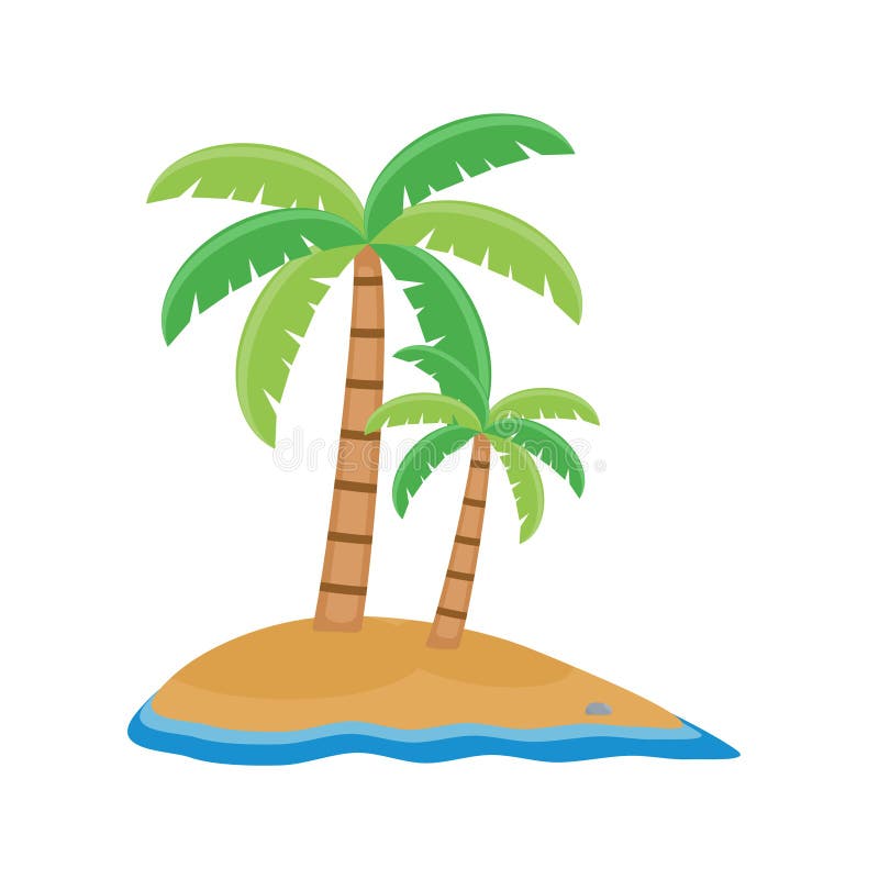 A Small Island Out on the Ocean, Vector, Retro Aesthetic, Illustration ...