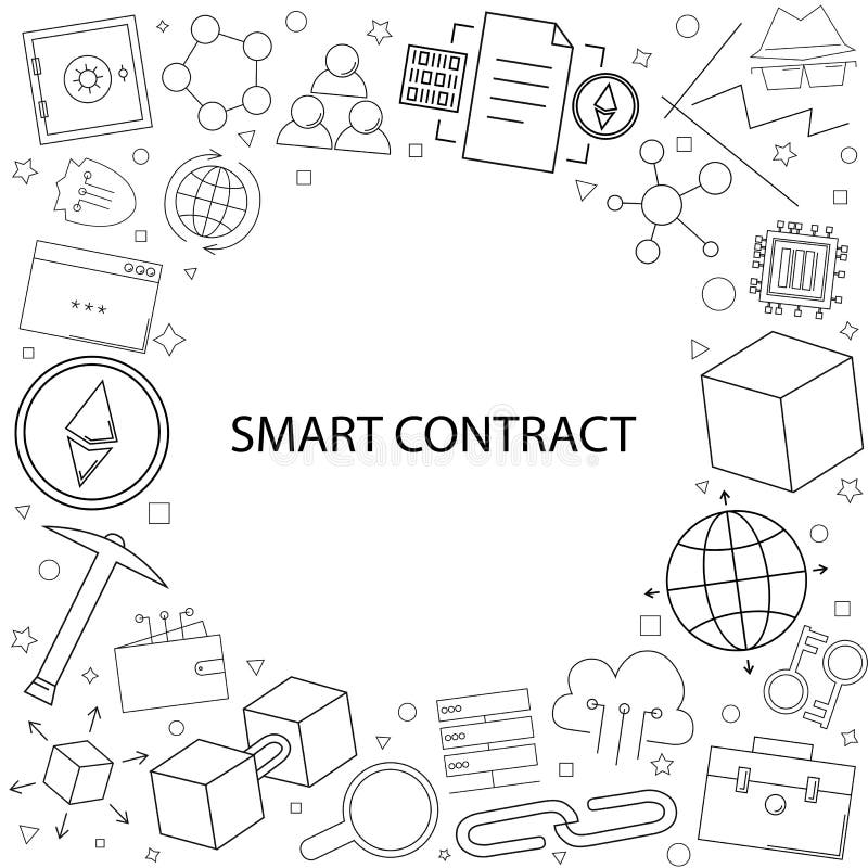 Vector Smart Contract Pattern With Word Stock Vector - Illustration of ...