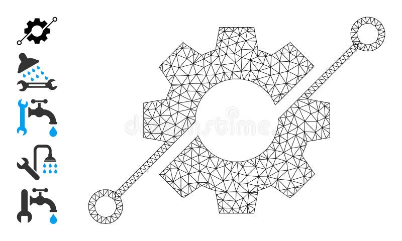 Mesh Wireframe Smart Gear Icon Stock Vector - Illustration of component ...