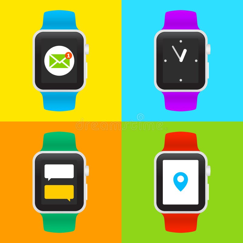 Vector Smart Watch Icons stock vector. Illustration of infographics ...