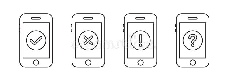 Vector Smartphone with Check, Cross, Exclamation and Question Mark ...