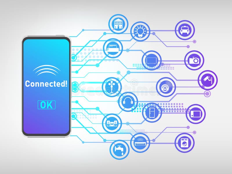 Vector of Smartphone or Mobile Connected with Things and Control it ...
