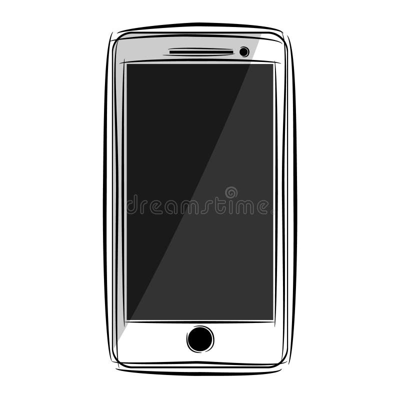 Vector of Smartphone White Sketch with Shadow Tone. EPS8 . Stock Vector ...