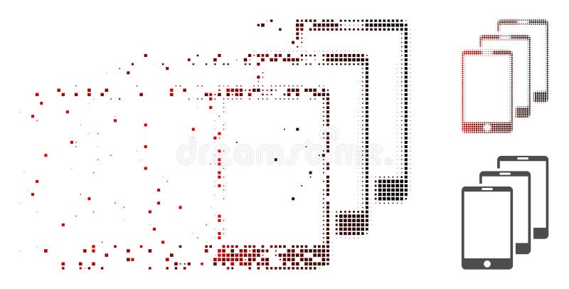 Decomposed Pixel Halftone Smartphones Icon Stock Vector - Illustration ...