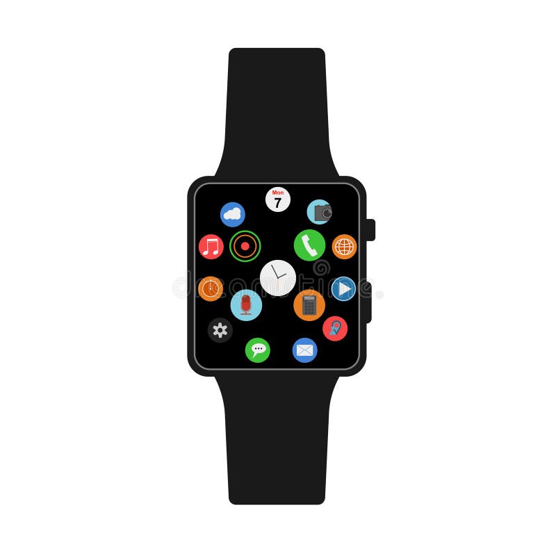 Vector Smartwatch Met Pictogrammen Vector Illustratie - Illustration of ...