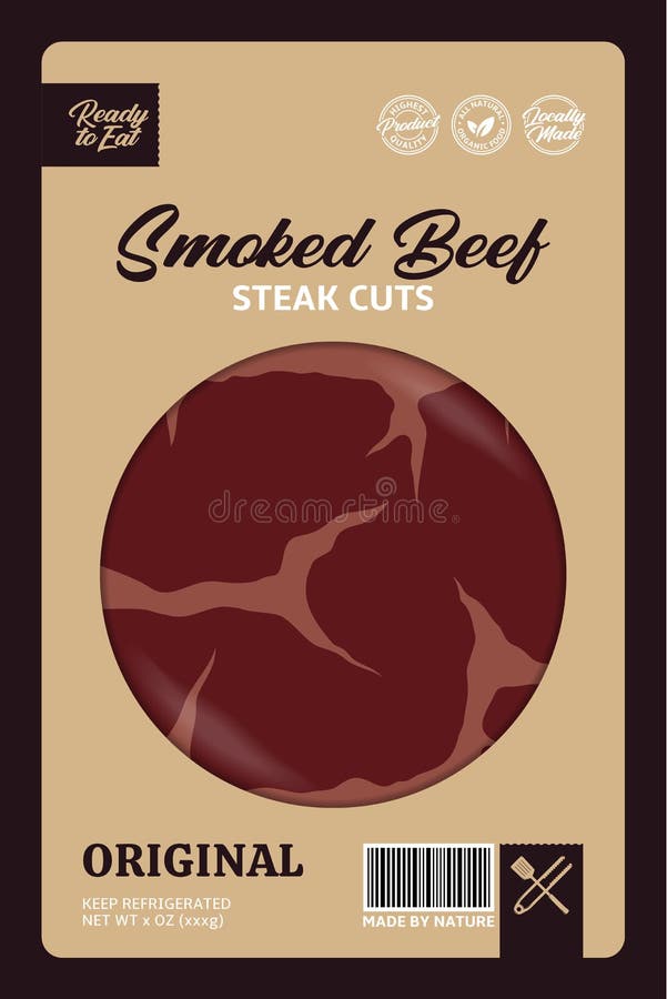 Vector Smoked Beef Packaging Design Stock Vector - Illustration of ...