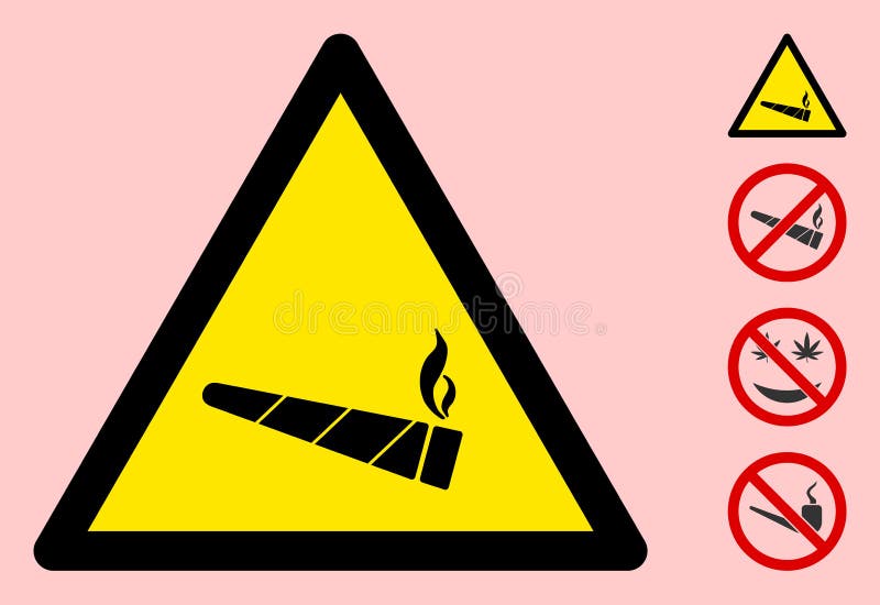 Vector Smoking Marijuana Warning Triangle Sign Icon Stock Illustration ...