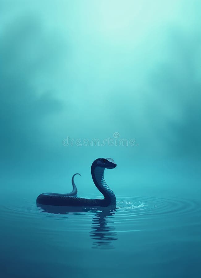 Vector of a Snake with a Long Neck is Floating in the Water with ...