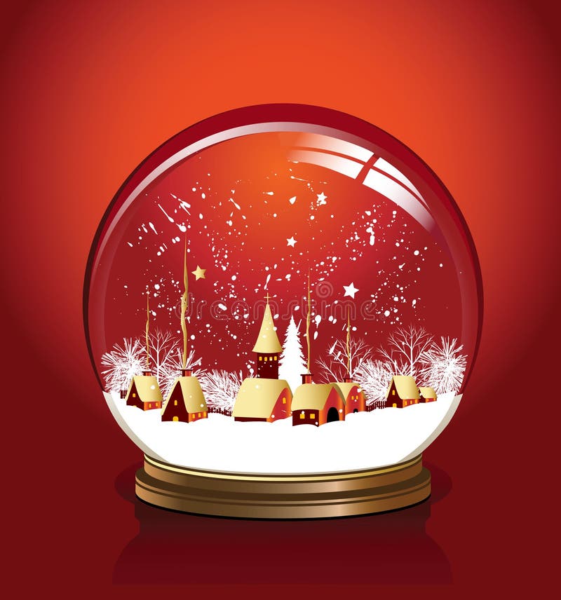 Vector snow globe red stock vector. Illustration of star - 6950942