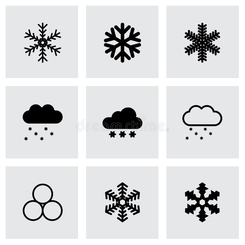 Kawaii Snowflakes, Clouds with Snow - Christmas, Winter Icons Set Stock ...