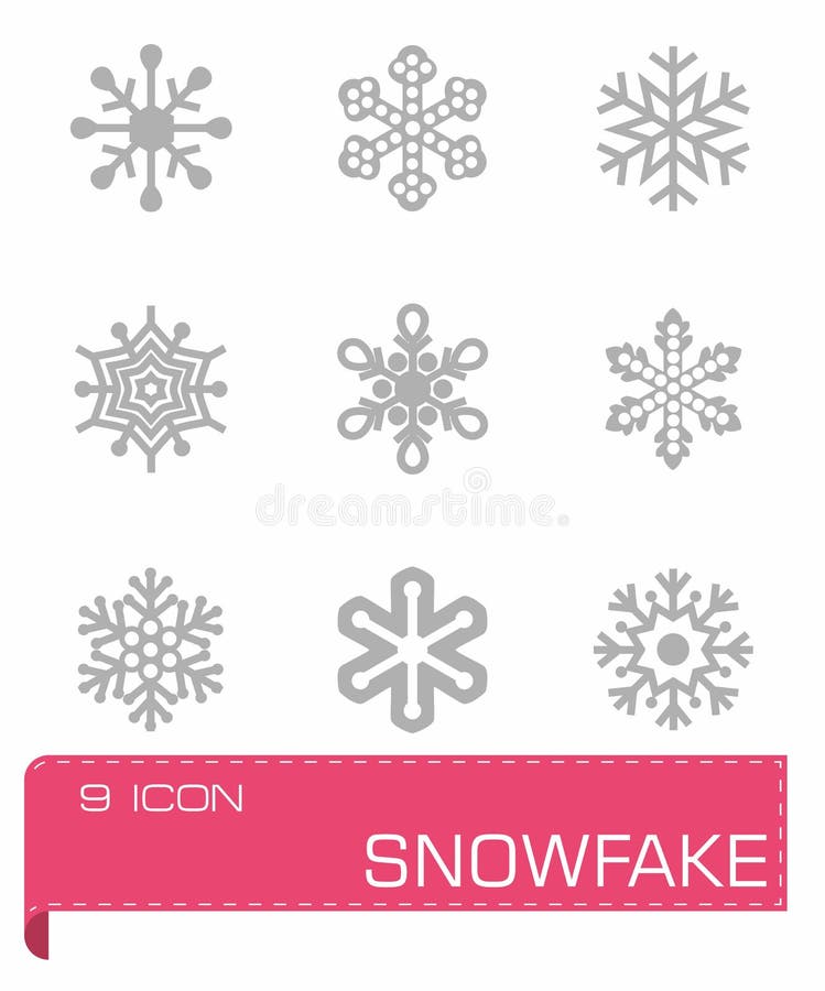 Vector Snowflake icon set stock vector. Illustration of silhouette ...
