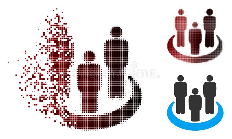 Destructed Pixel Halftone Social Group Icon Stock Vector - Illustration ...