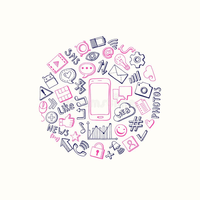 Vector Social Media Hand Drawn Elements Circle Stock Vector ...