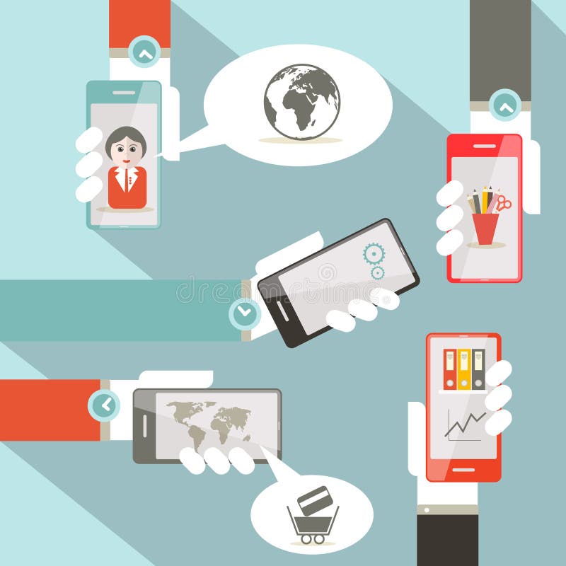 Vector Social Media Symbols with Cell Phones Stock Vector ...