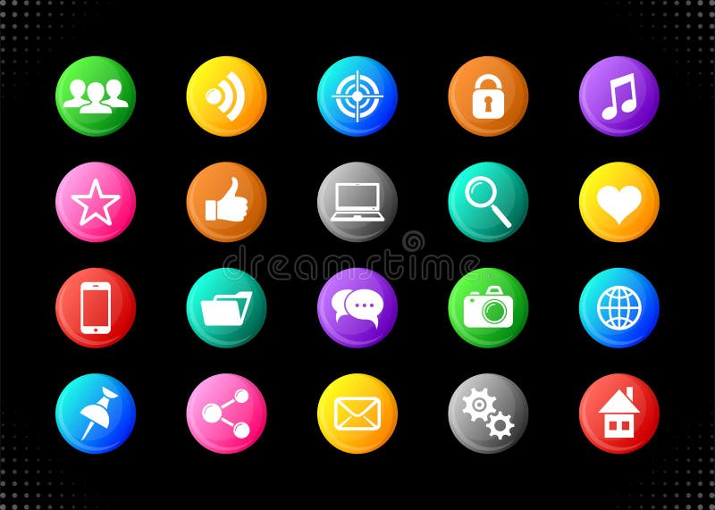Vector Social Media and Website Buttons Stock Vector - Illustration of ...