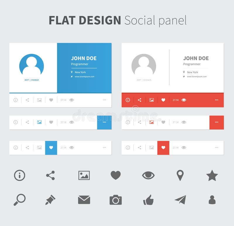 Vector Social Panel in Flat Design Stock Vector - Illustration of ...