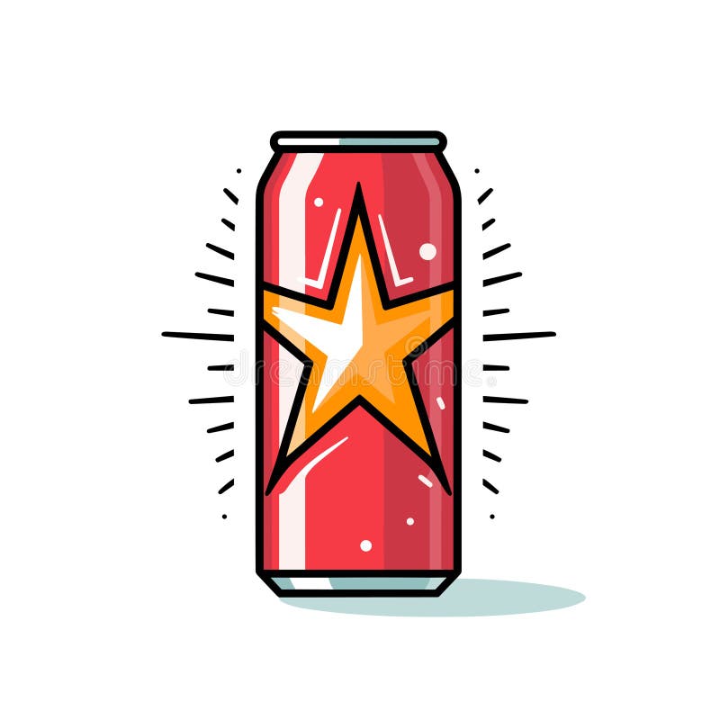 Vector of a Soda Can with a Star Icon in a Minimalist Line Art Style ...