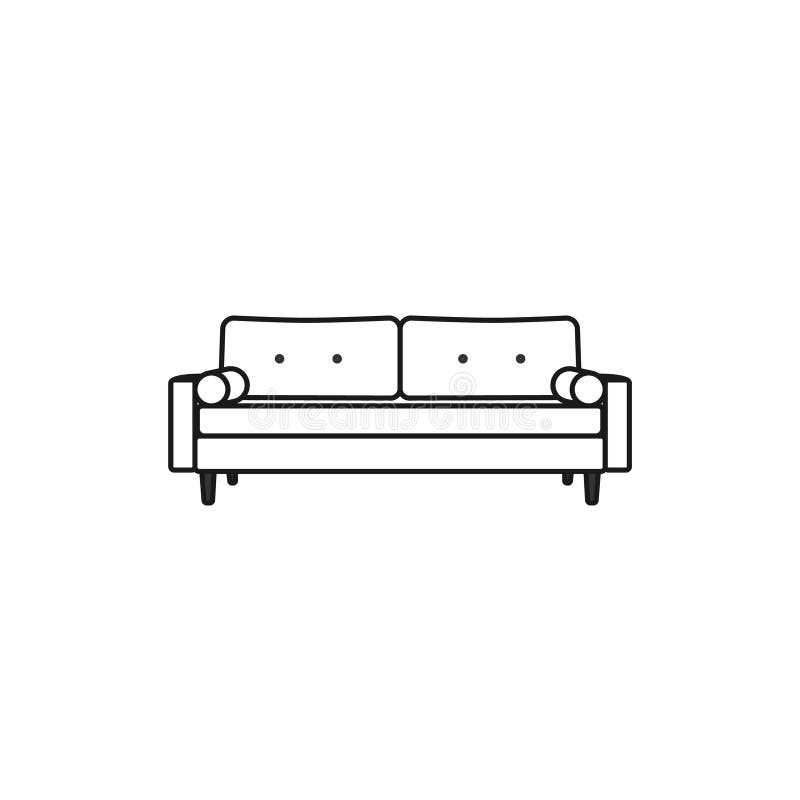 Vector Sofa Icon in Black and White. Furniture Sales Stock Vector ...