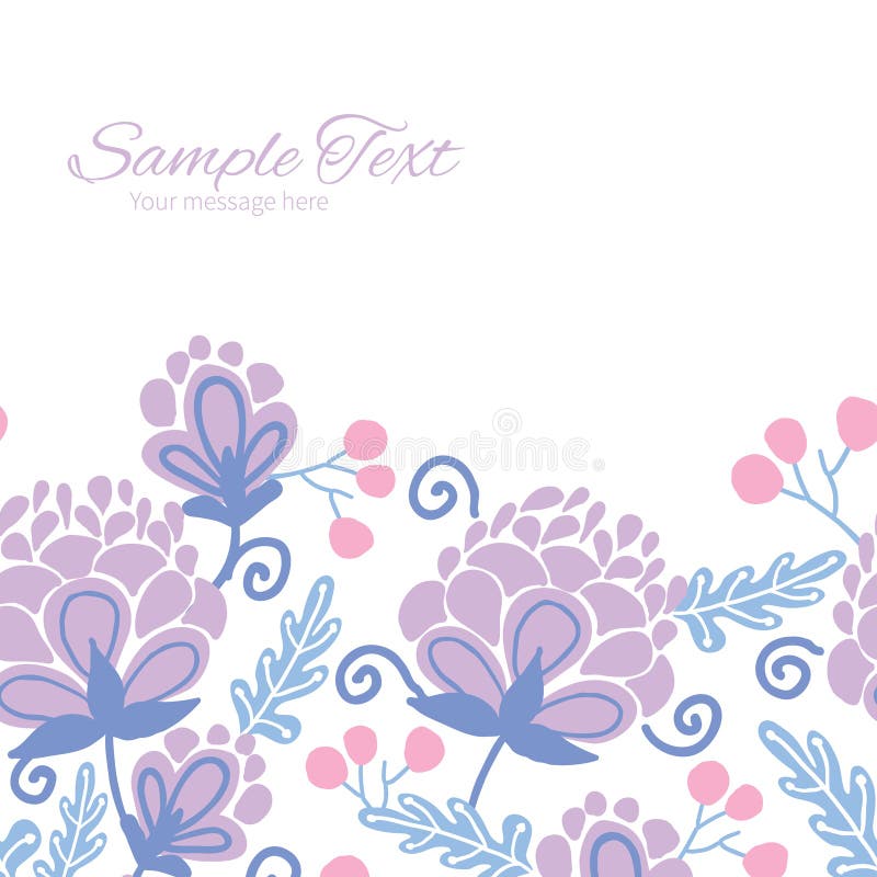 Vector Soft Purple Flowers Horizontal Frame Stock Vector - Illustration ...