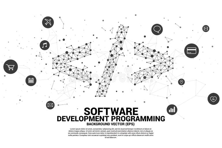Vector Software Development Programming Tag with Dot Connect Line and ...