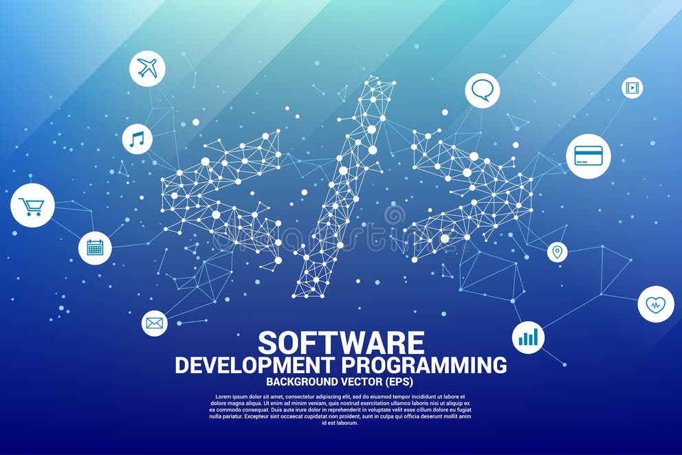 Vector Software Development Programming Tag with Dot Connect Line and ...