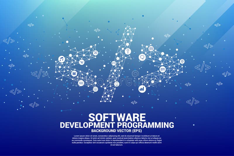 Vector Software Development Programming Tag With Dot Connect Line And 0697