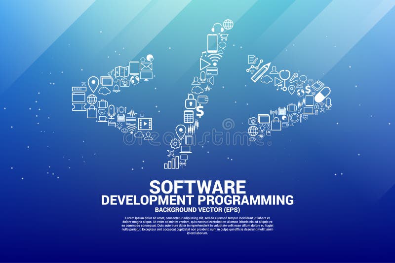 Vector Software Development Programming Tag With Dot Connect Line And Functional Utility Icon