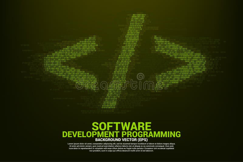 Vector Software Development Programming Tag With One And Zero Binary Code Digit Matrix Style