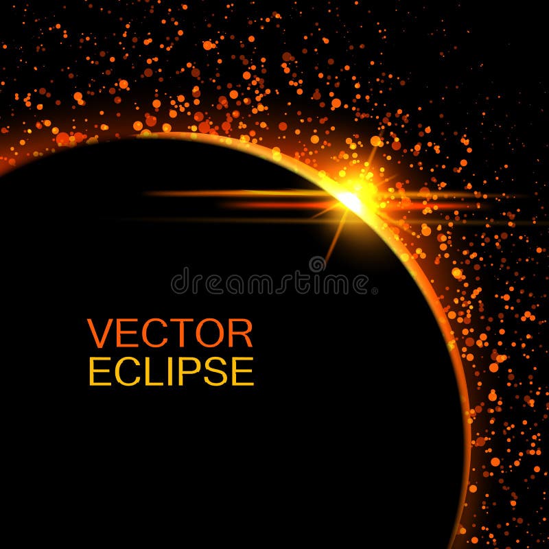 Vector Solar Eclipse.Sun Eclipse in Space Background.Abstract Sun after ...
