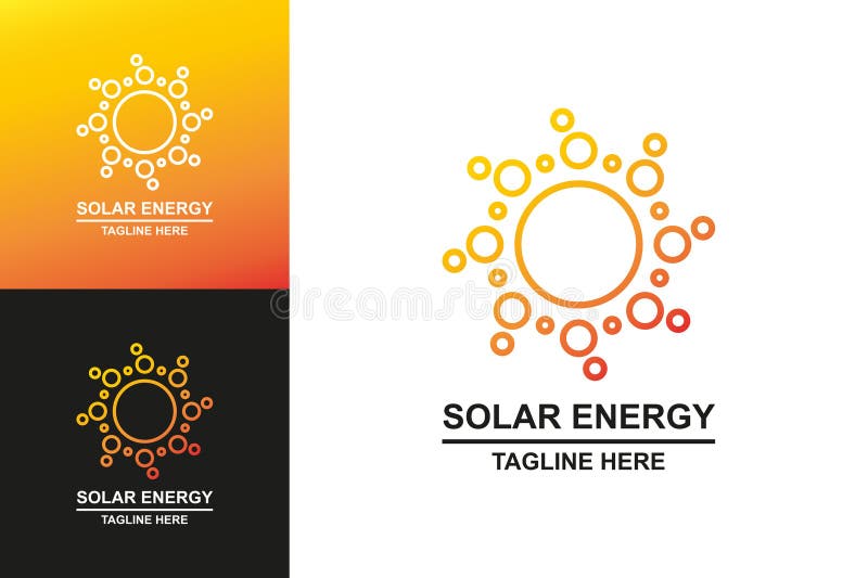 Vector Solar Energy Logo Set Line Modern Gradient Style Stock Vector ...