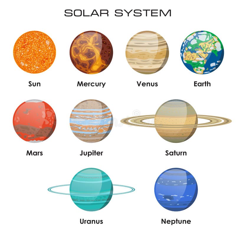 Vector Solar System with Planets Stock Vector - Illustration of ...