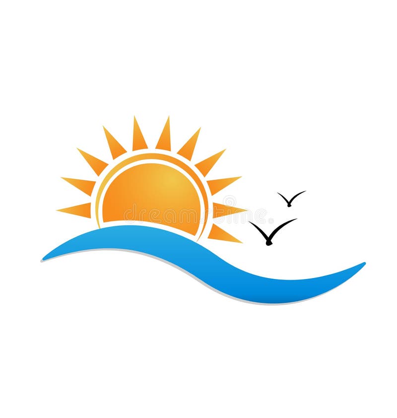 Vector Soleado Del Logotipo Del Ambiente De La Playa Ilustración del ...