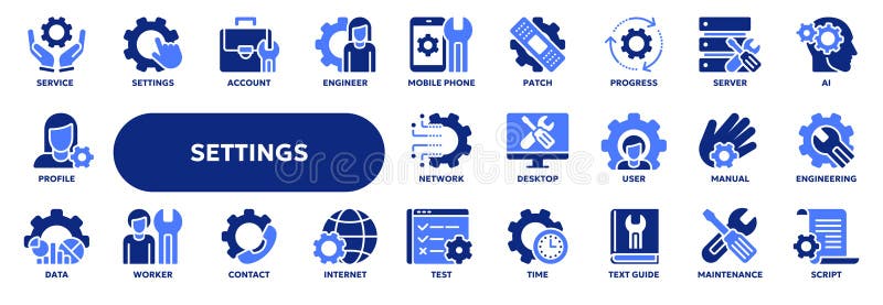 Vector Solid Icons of Application Settings or Repair Service Stock ...