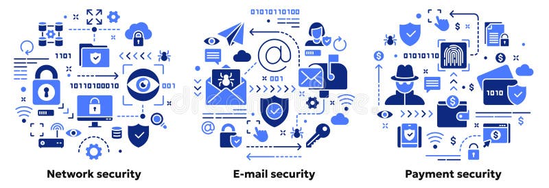 Vector Solid Illustrations of Cyber Security Stock Vector ...