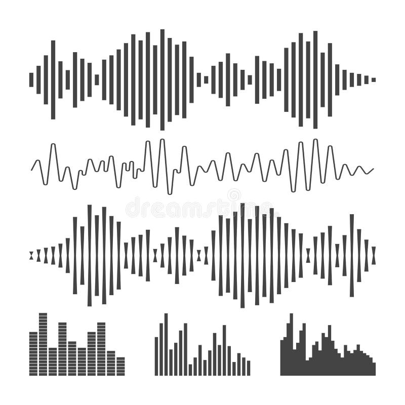 Vector Sound Waveforms Icon. Sound Waves and Musical Pulse Vector ...