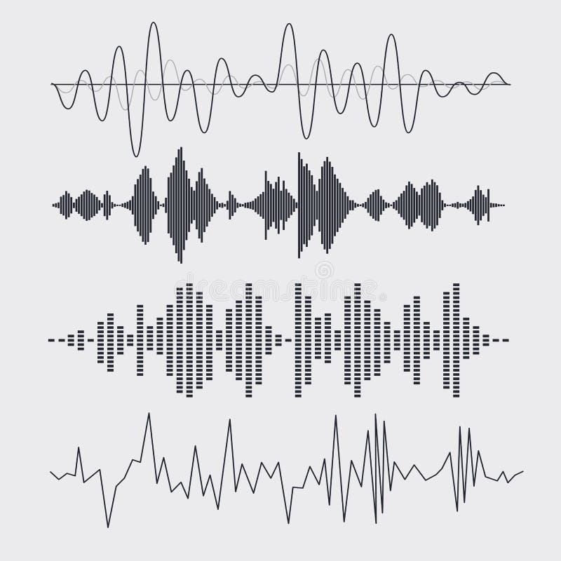 Set of Sound Audio Waves Music. EQ Musical Melody Technology. Record ...