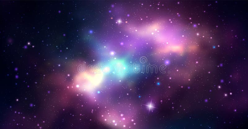 Vector Space Galaxy Realistic Illustration. Colorful Nebula Background ...