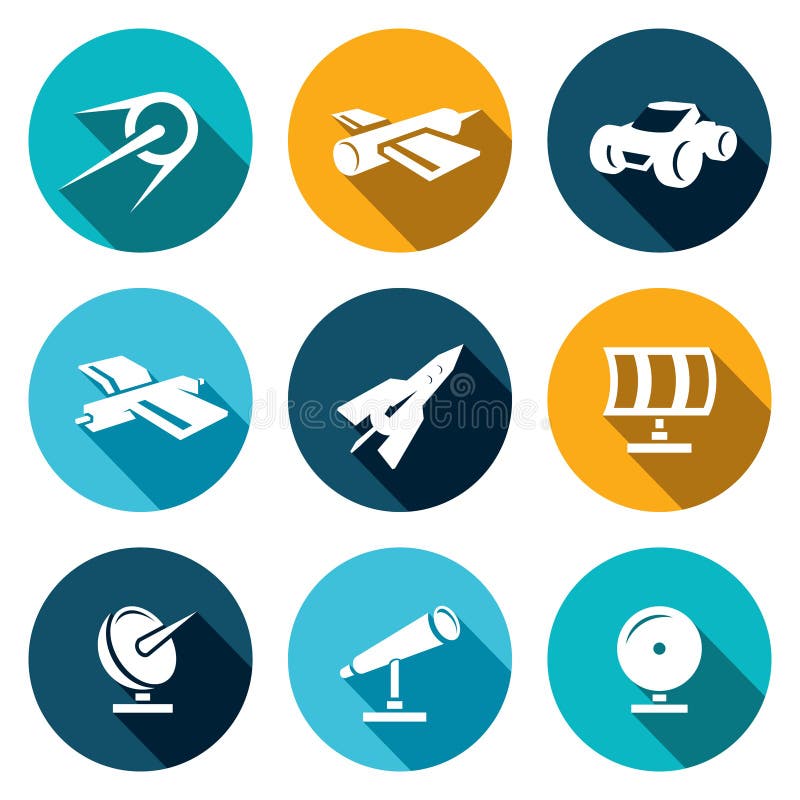 Vector Space Icons set stock illustration. Illustration of orbit - 44660862