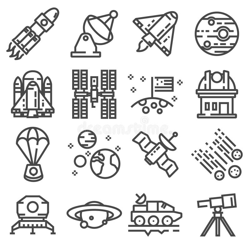 Space Icons Modern Line Style Stock Illustration - Illustration of ...