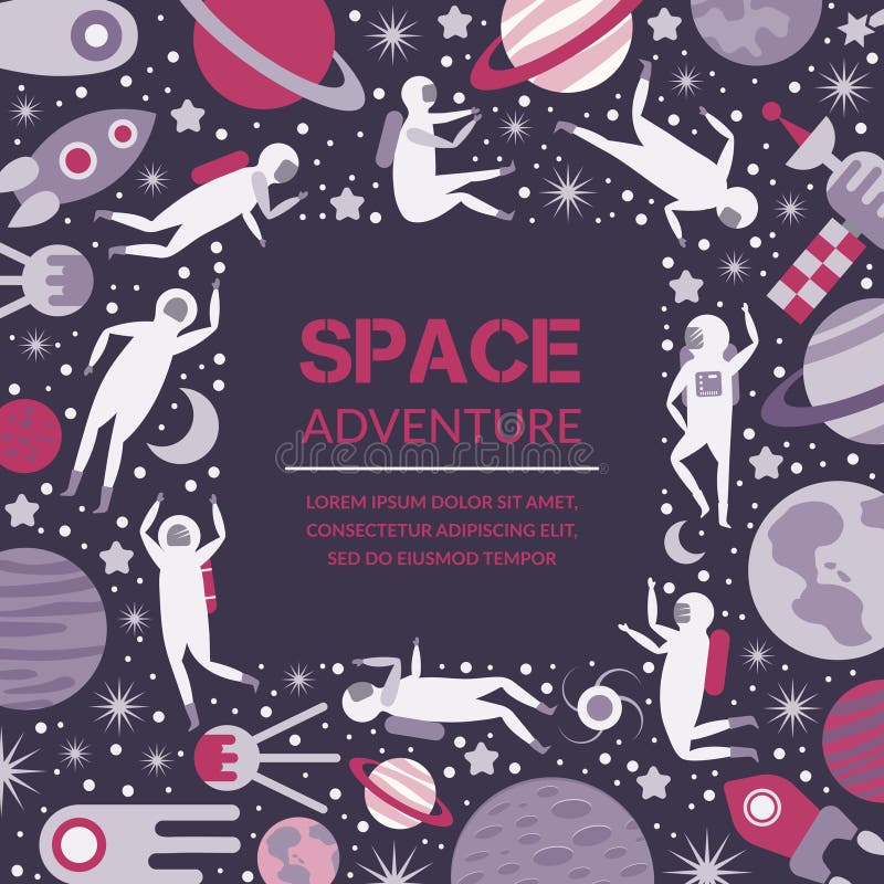 Vector Space Objects, Symbols And Design Elements, Spaceships, Planets ...